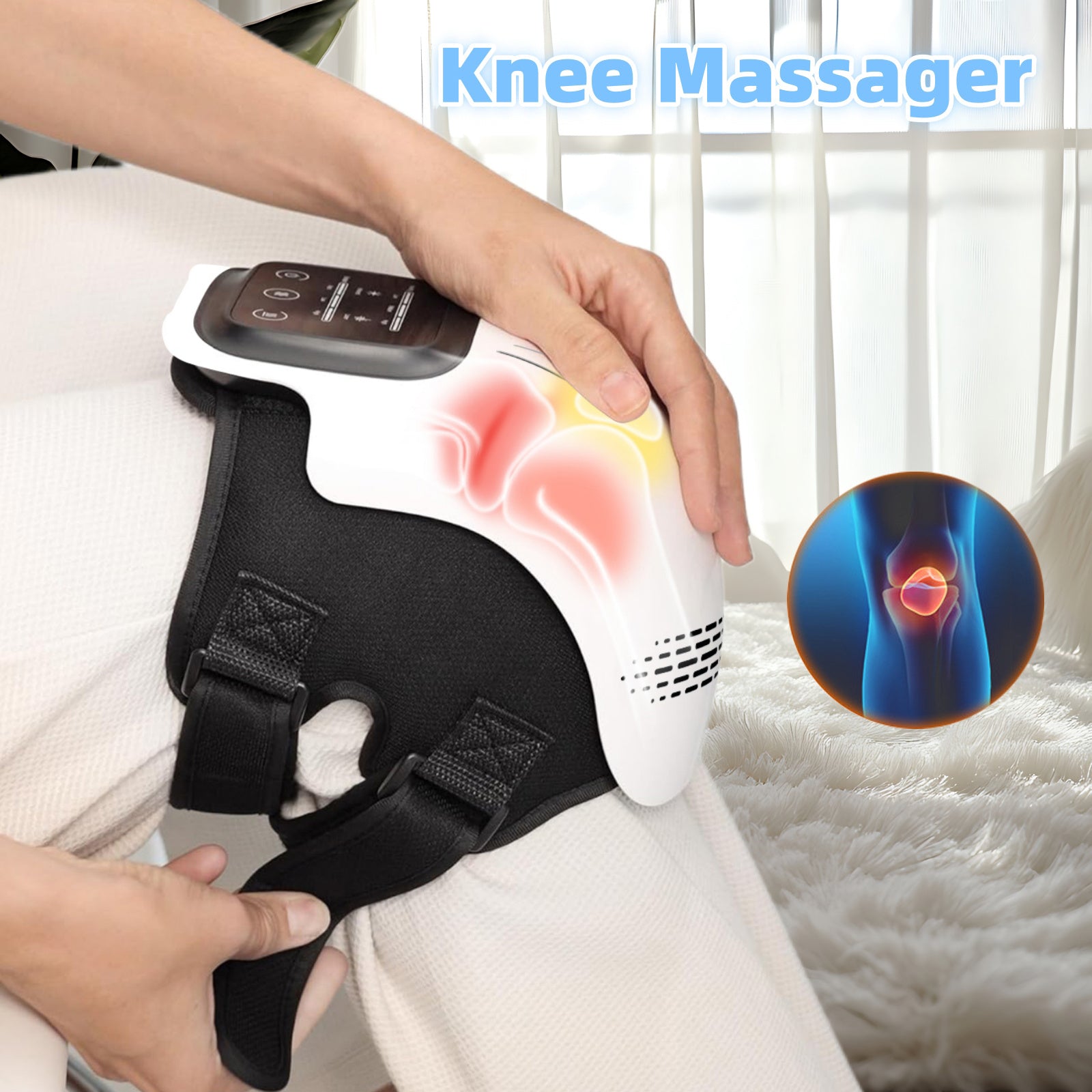 Electric Intelligent Knee Massager for Home Use, featuring kneading, h ...